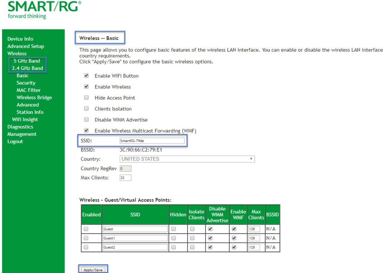 SmartRG 516 wireless network instructions